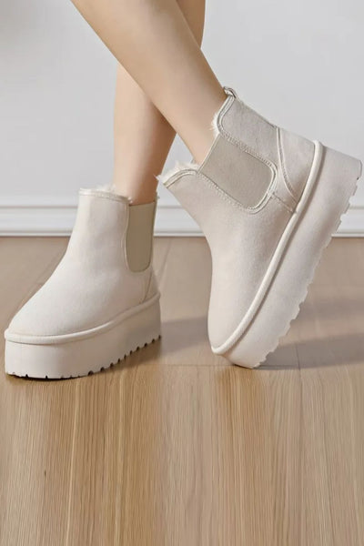 CREAM CHUNKY FUR ANKLE BOOT – ARRK FASHION